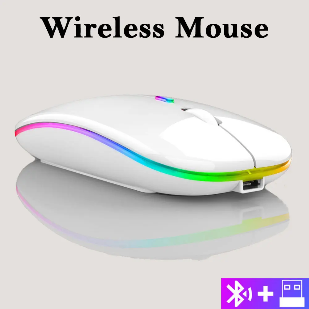 Hot Wireless Bluetooth Mouse 2.4GHz Dual Modes Rechargeable Mice RGB ...