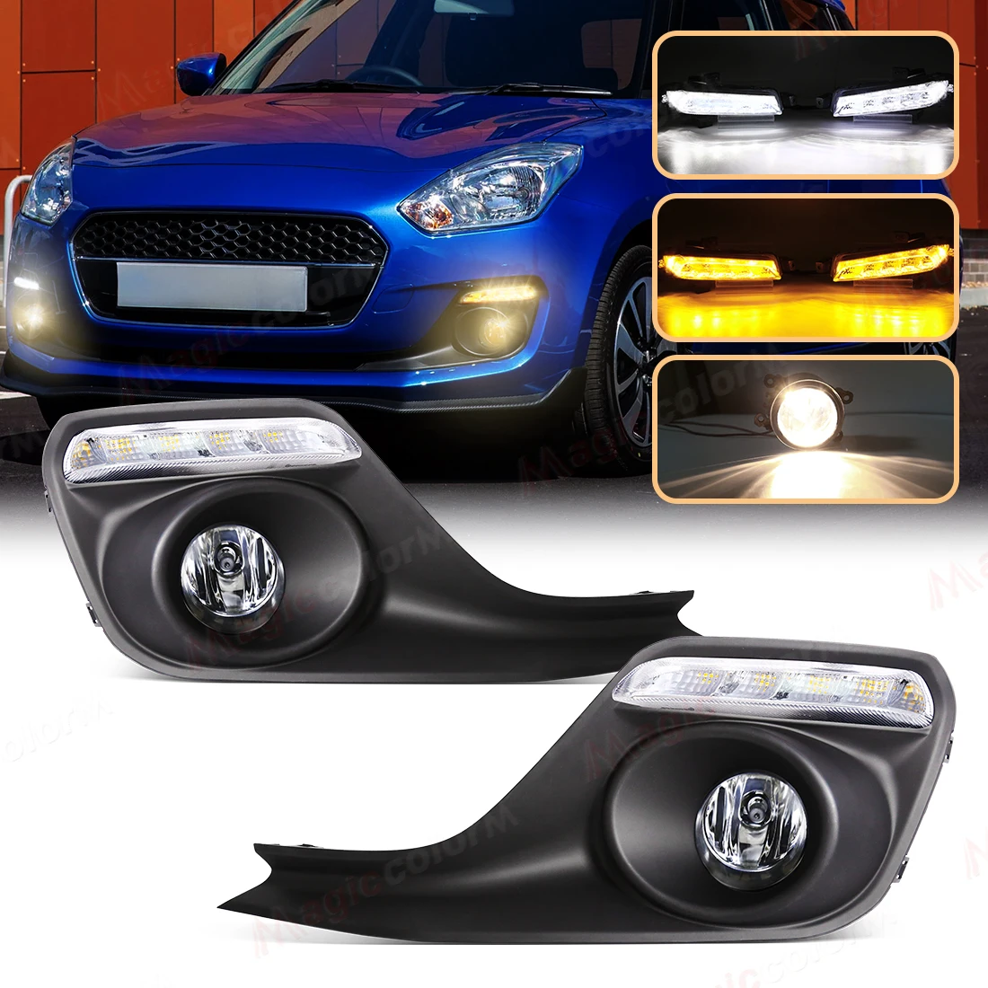 LED DRL For Suzuki Swift 2018 2019 Car Front Fog Lamp Daytime Running ...