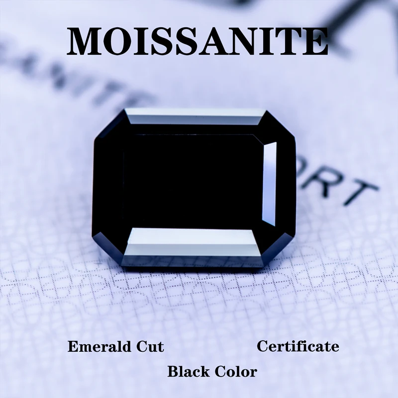 Moissanite-Stone-Emerald-Cut-Natural-Black-Color-Extremely-Shiny ...