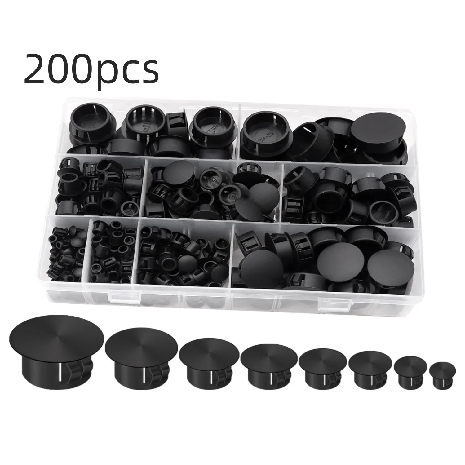 200pcs-Black-Plastic-Snap-Plug-HP-Type-6mm-to-25mm-8-Sizes-Durable ...