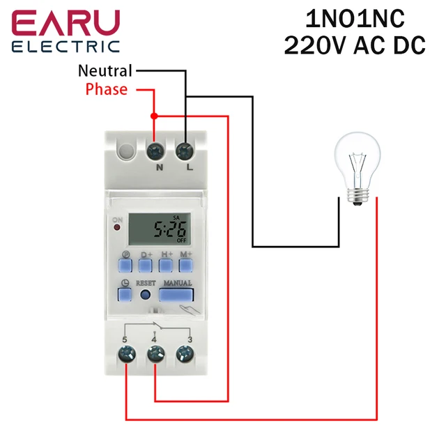 THC 15A 30A New Type Din Rail 2 wire Weekly 7 Days Programmable Digital TIME SWITCH Relay Timer ...