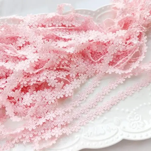 5-Yards-1-4cm-Pink-Daisy-Flower-Lace-Accessories-Water-Soluble-Lace ...
