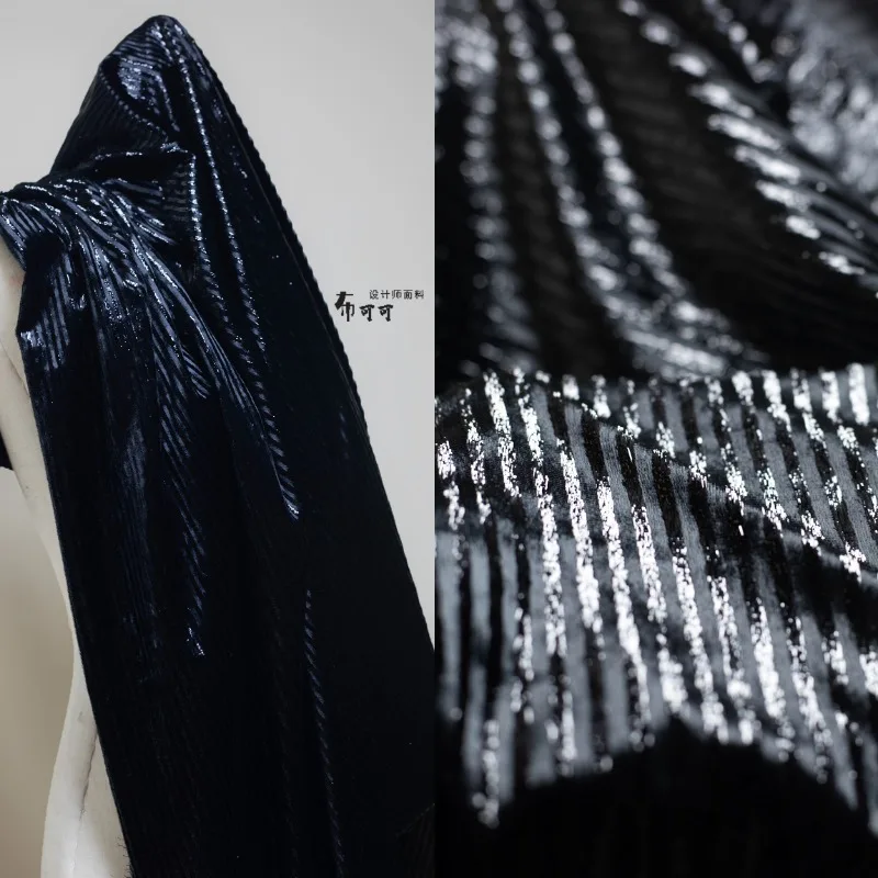 Silver-Striped-Fabric-Is-Full-of-Stars-Black-Shiny-Silver-Velvet ...