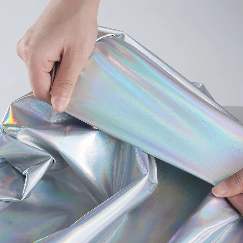 Metallic-Silver-Spandex-Fabric-4-Way-Stretch-Elastic-Shiny-Skirt ...