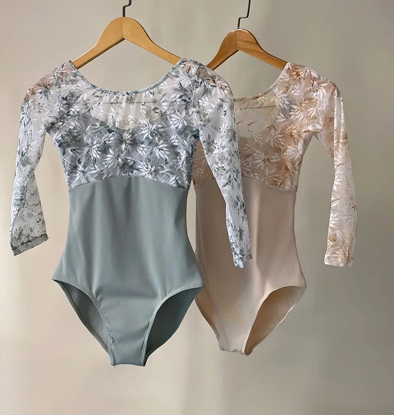 Adult-Professional-Ballet-Leotard-Elegant-Long-Sleeve-Practice-Ballet ...