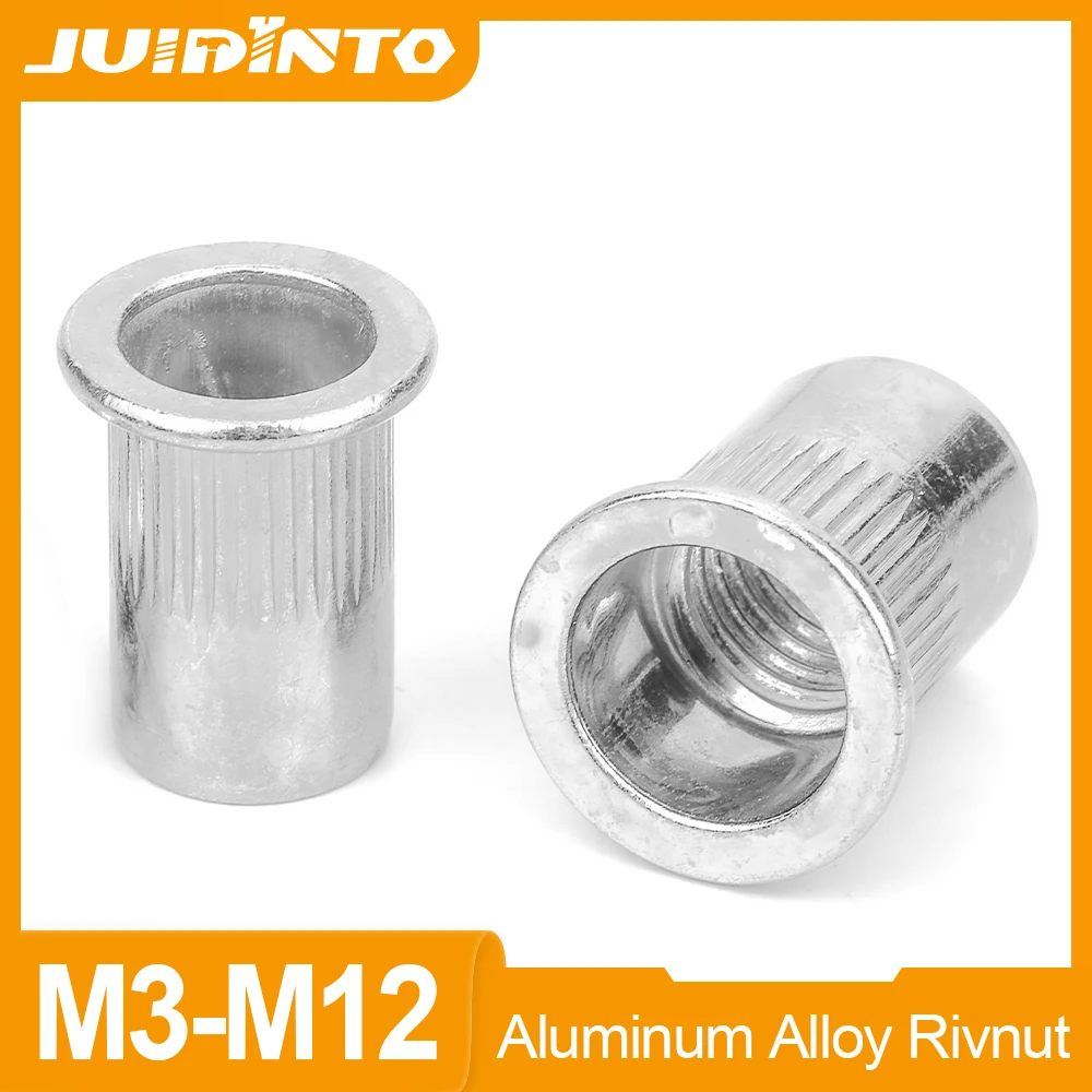 JUIDINTO-10-100pcs-Rivet-Nut-M3-M4-M5-M6-M8-M10-M12-Aluminum-Alloy-Flat ...