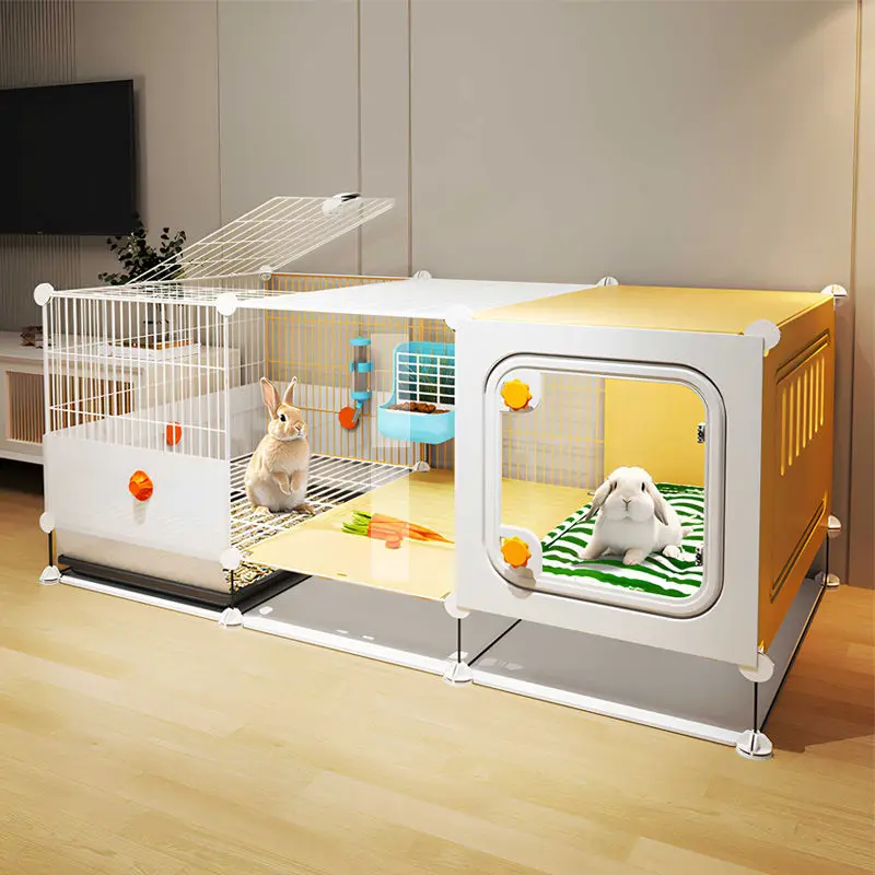 Rabbit Iron Fence Cage Toilet Integrated Large Dutch Guinea Pig Rabbit ...