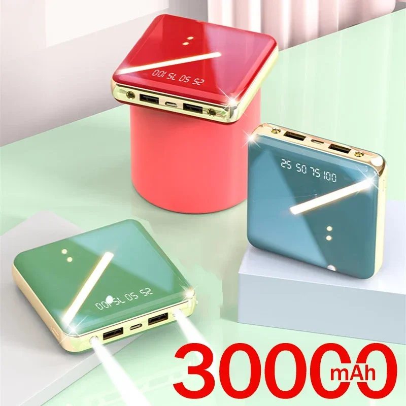 30000mAh mini power bank with cable power bank LED flashlight power ...