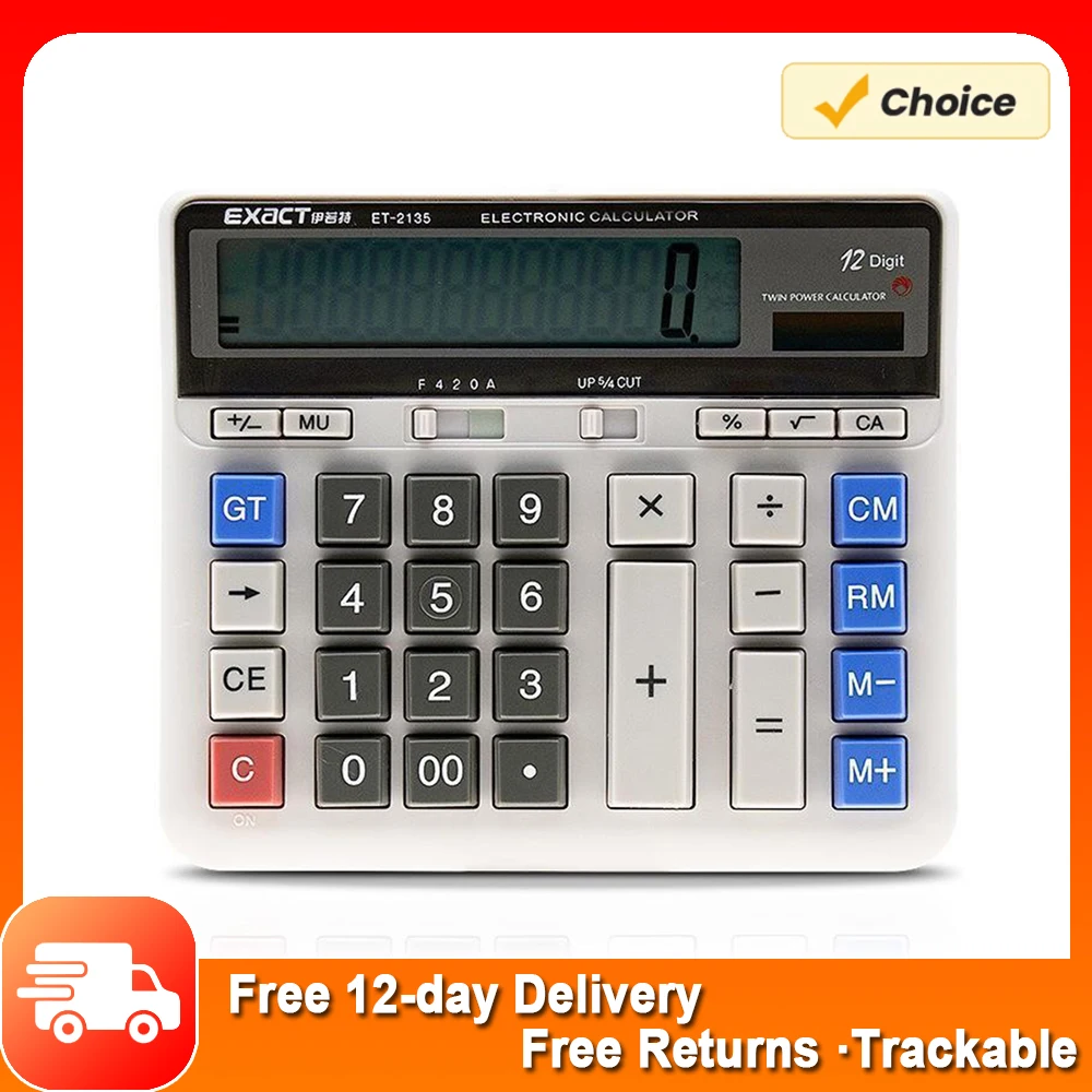 Large-Computer-Electronic-Calculator-Counter-Solar-Battery-Power-12 ...