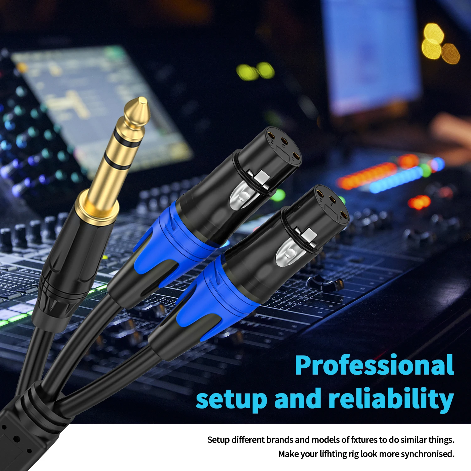 Dual-Female-XLR-to-1-4-inch-6-35mm-TRS-Stereo-Male-Plug-Y-Splitter ...