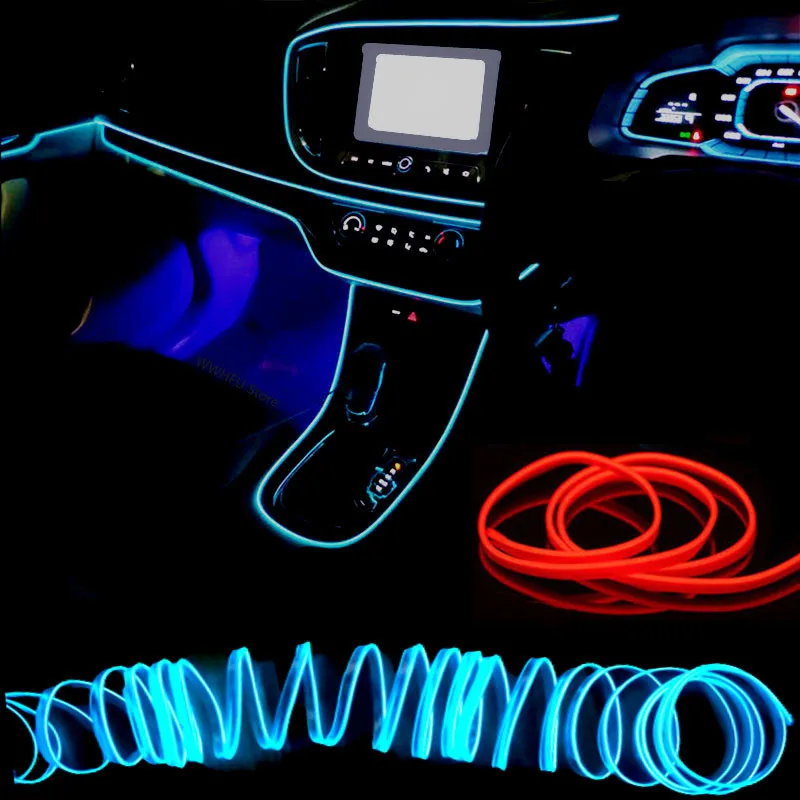 1M/2M/3M/5M Car Interior Led Decorative Lamp EL Wiring Neon Strip For ...