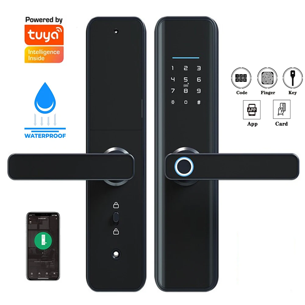 TUYA App X6 Waterproof Smart Door Lock Digital Electronic Fingerprint WiFi IC Card Passcode ...