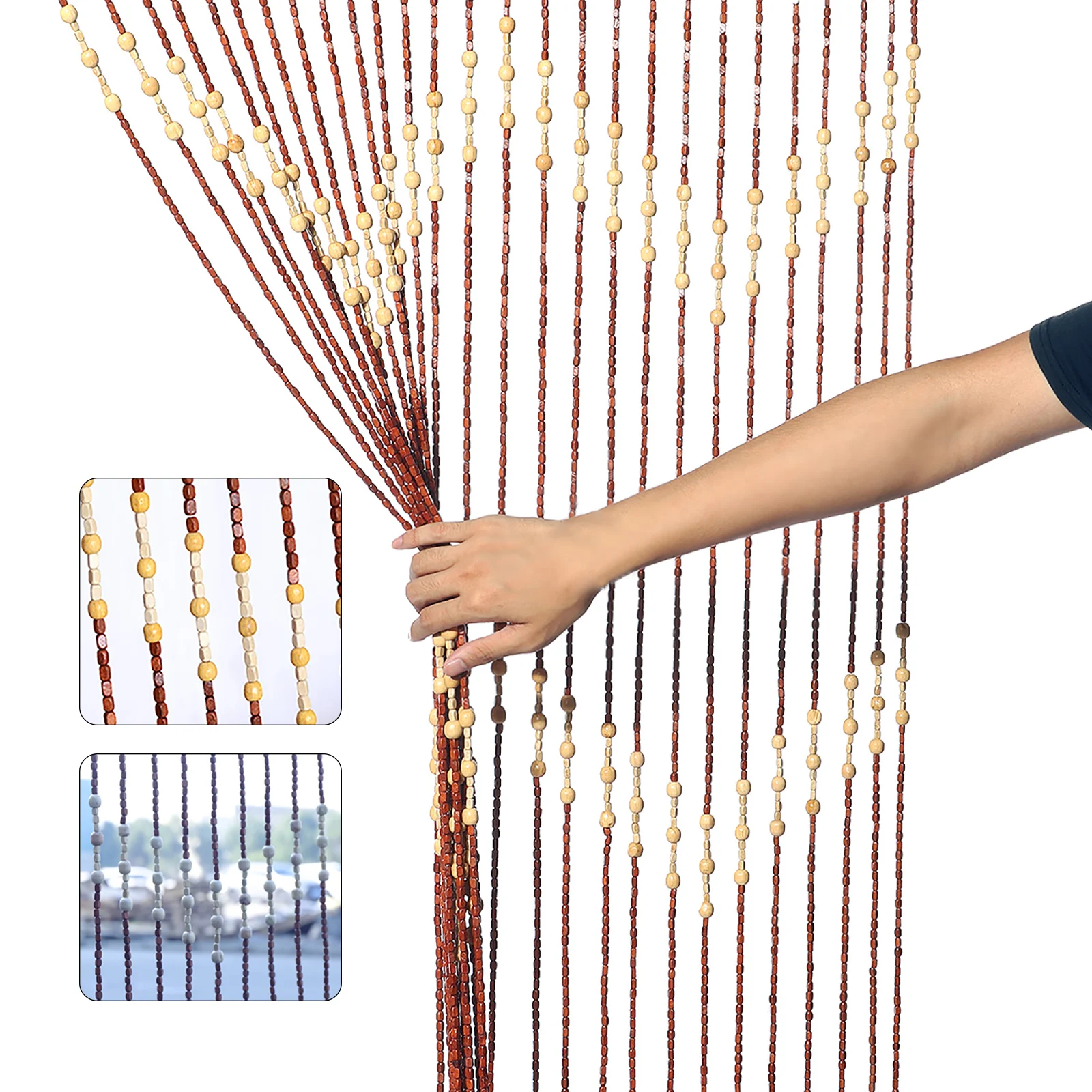 90x175cm-27-Lines-Door-Curtain-Wooden-Bead-Curtain-With-Jagged-Pattern ...