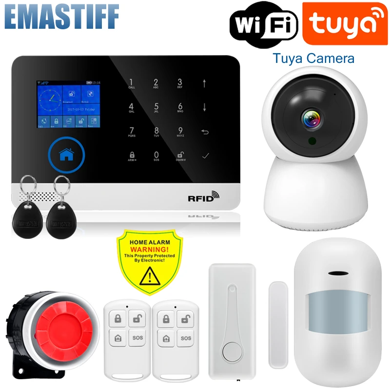 Newest Wireless Home Security Tuya Wifi Gsm Sim Card En Ru Es Pl De ...