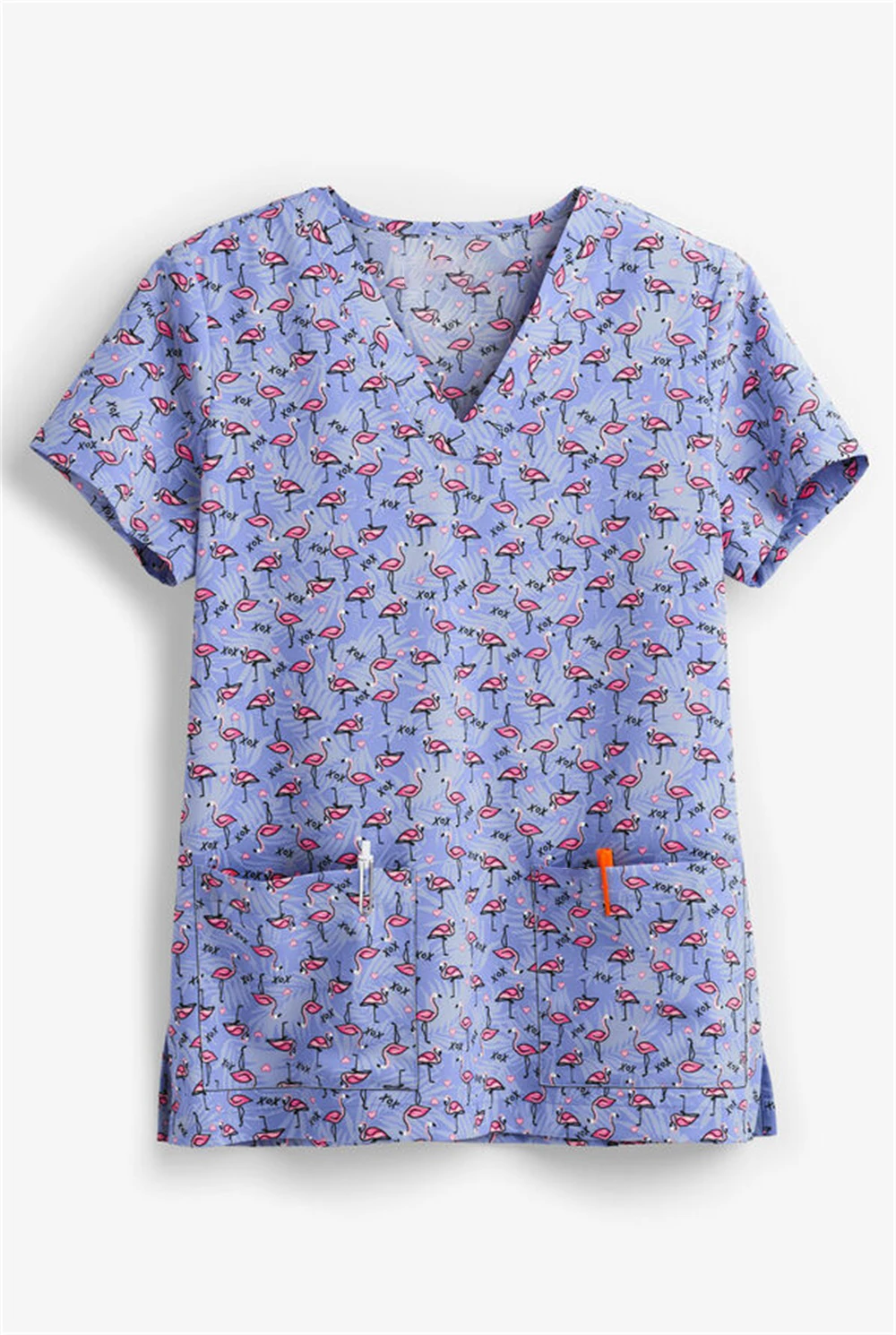 Women's Pocket Nurse Uniform Ladies Short Sleeve Tie Dye Render V Neck ...