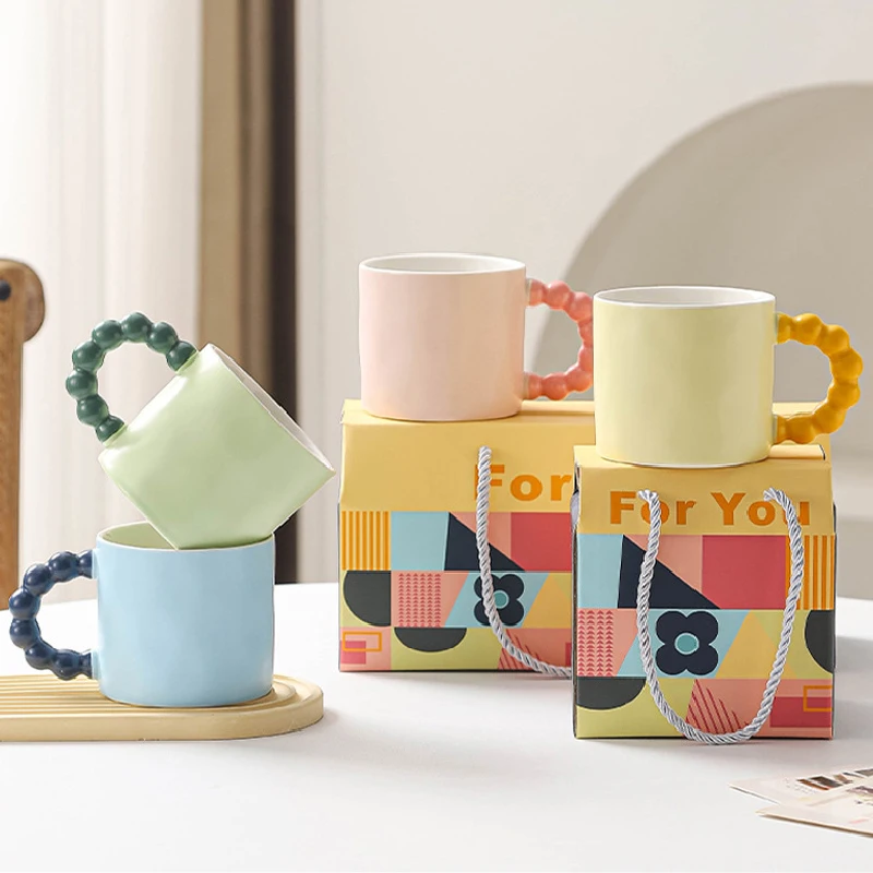 Ceramic Coffee Cup Pearl Handle Breakfast Milk Cup Office Home Baking ...