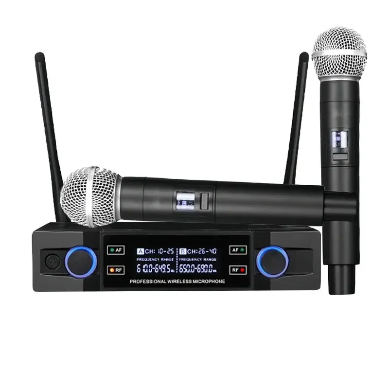 Professional-Wireless-Microphone-System-Dual-Channel-UHF-Fixed ...
