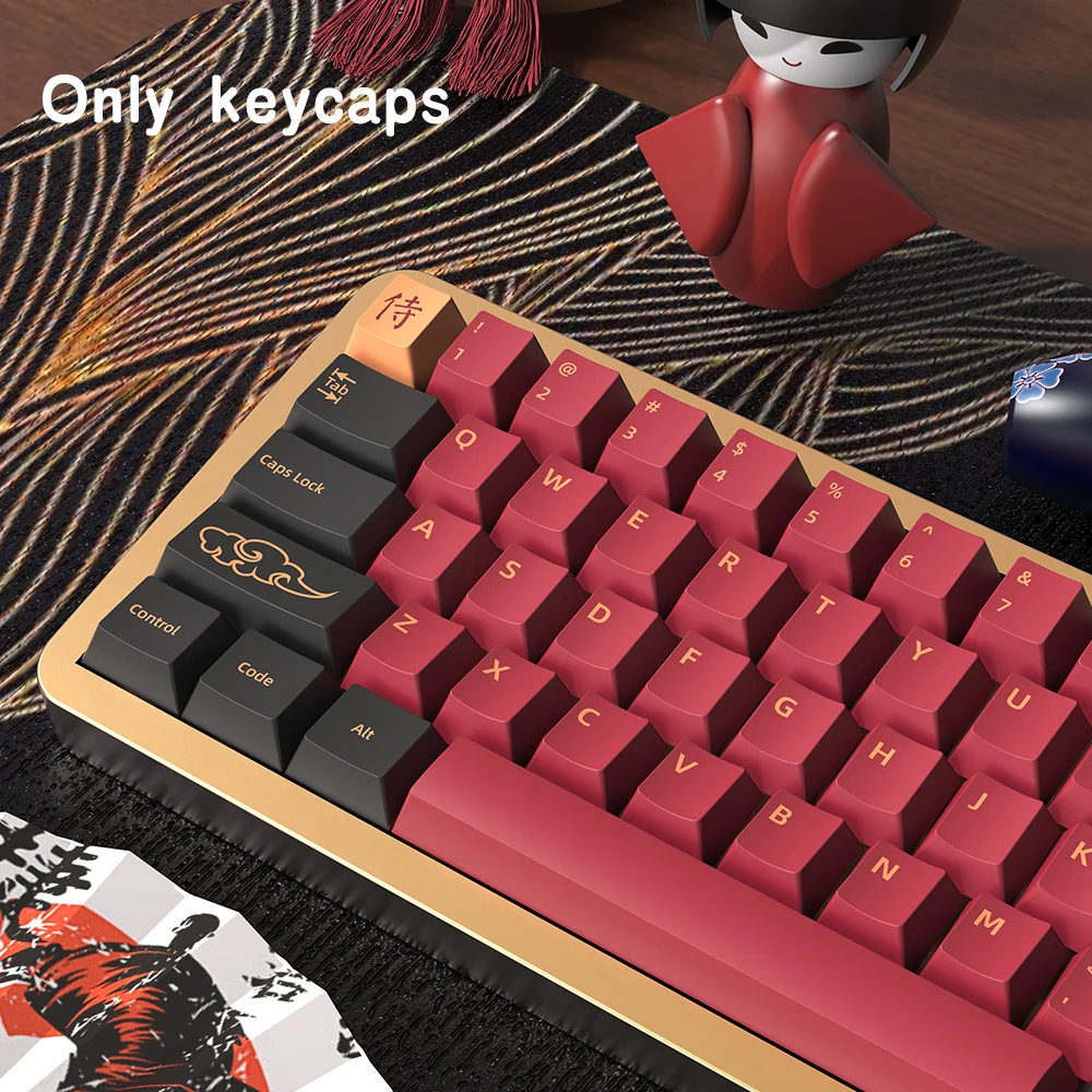 139-156-keys-Red-Samurai-key-cap-PBT-keycap-Korean-German-Spanish ...
