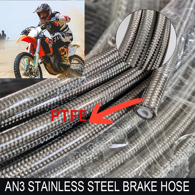 AN3-Motorcycle-PTFE-Brake-Hose-Oil-Pipe-Stainless-Steel-Braided-Brake ...