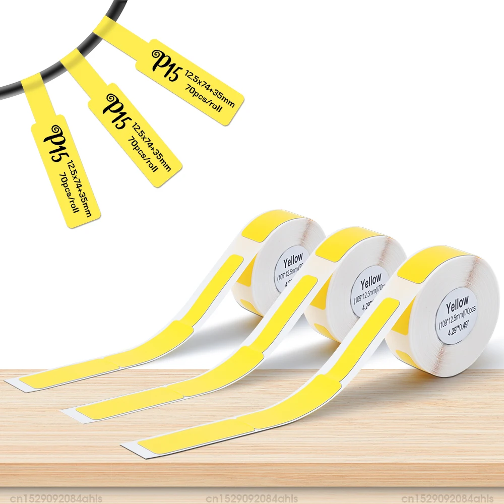 3PK-P15-Label-Printer-Paper-Sticker-Yellow-Wire-Cable-Label-Tape ...