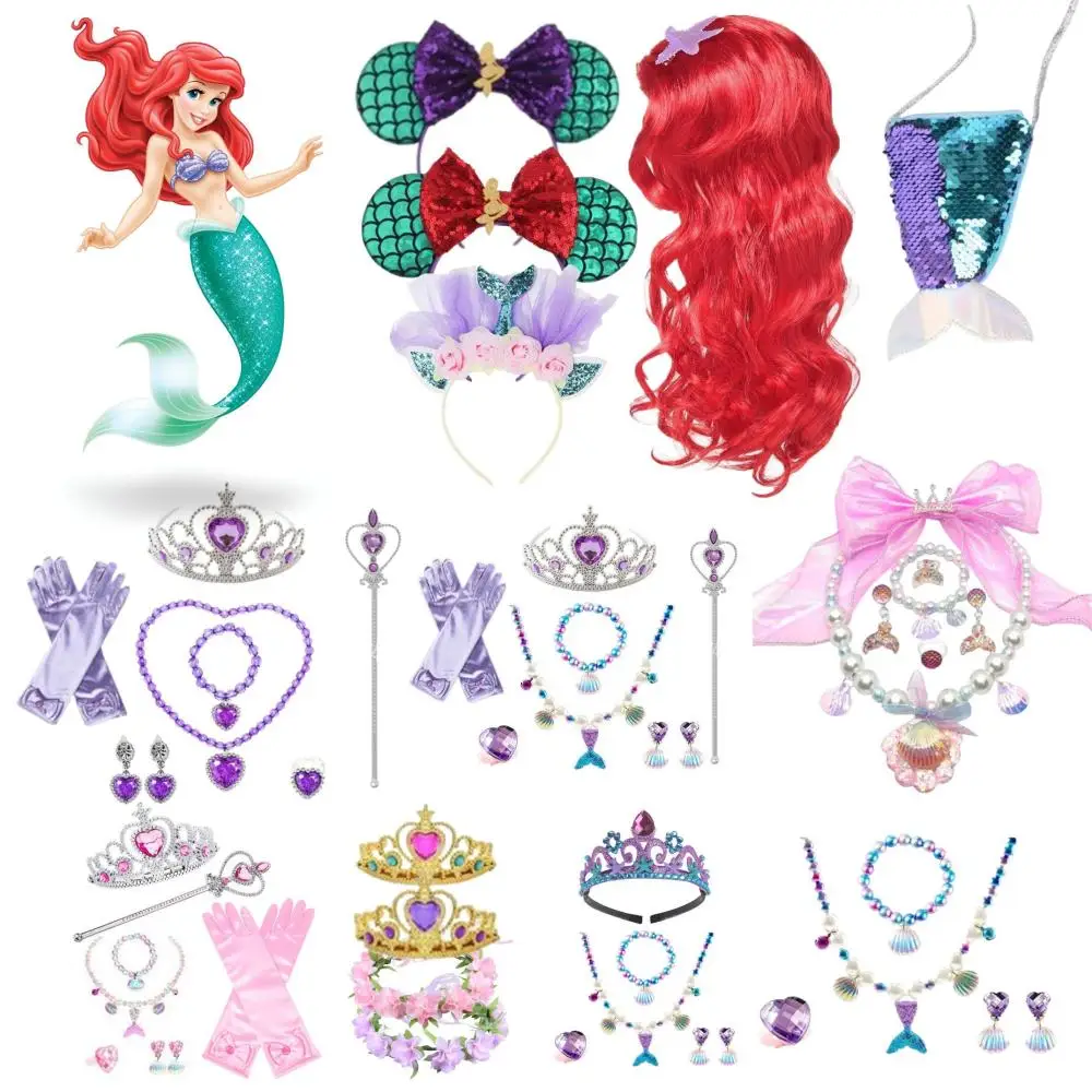 Little-Mermaid-Ariel-Accessories-Crown-Colored-Necklace-Wigs-Gloves ...