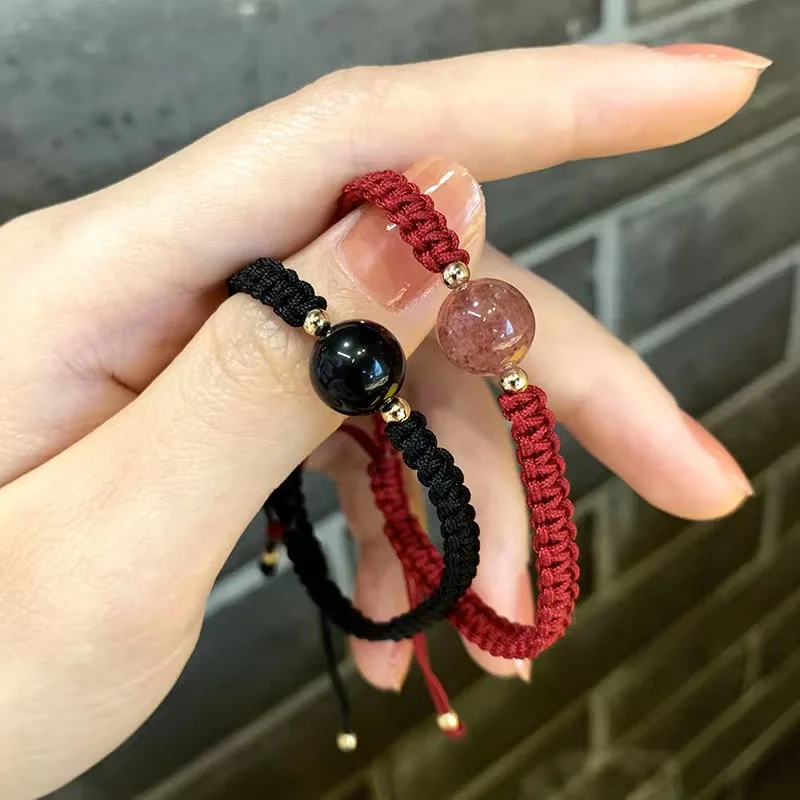 Boho-Handmade-Lucky-Beads-Crystal-Bracelet-for-Women-Red-Black-Obsidian ...