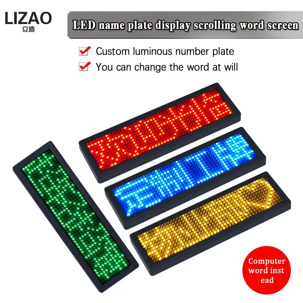 Rechargeable-Bluetooth-Digital-LED-Badge-DIY-Programmable-Scrolling ...