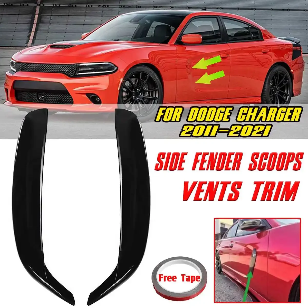 ABS-Car-Front-Door-Side-Fender-Scoops-Fin-Vents-Trim-Fender-Diffuser ...