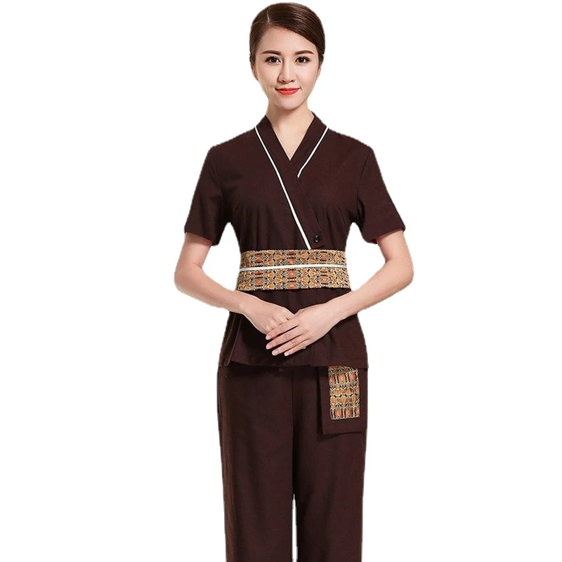 Thai-Spa-Uniform-Women-Cotton-Linen-Massage-Work-Clothes-Pedicure ...
