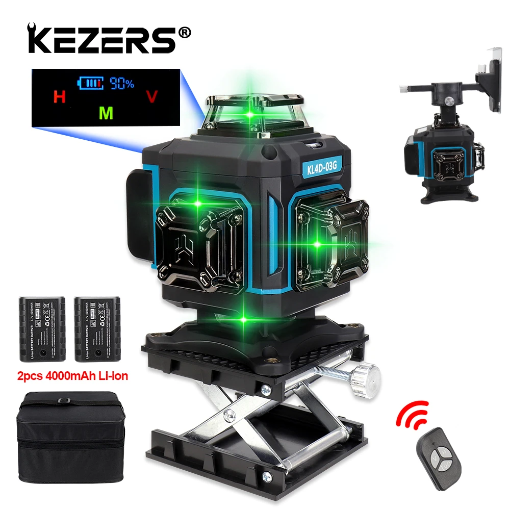 KEZERS Green Laser Level 16 Lines 360 Digital Display лазерный уровень ...