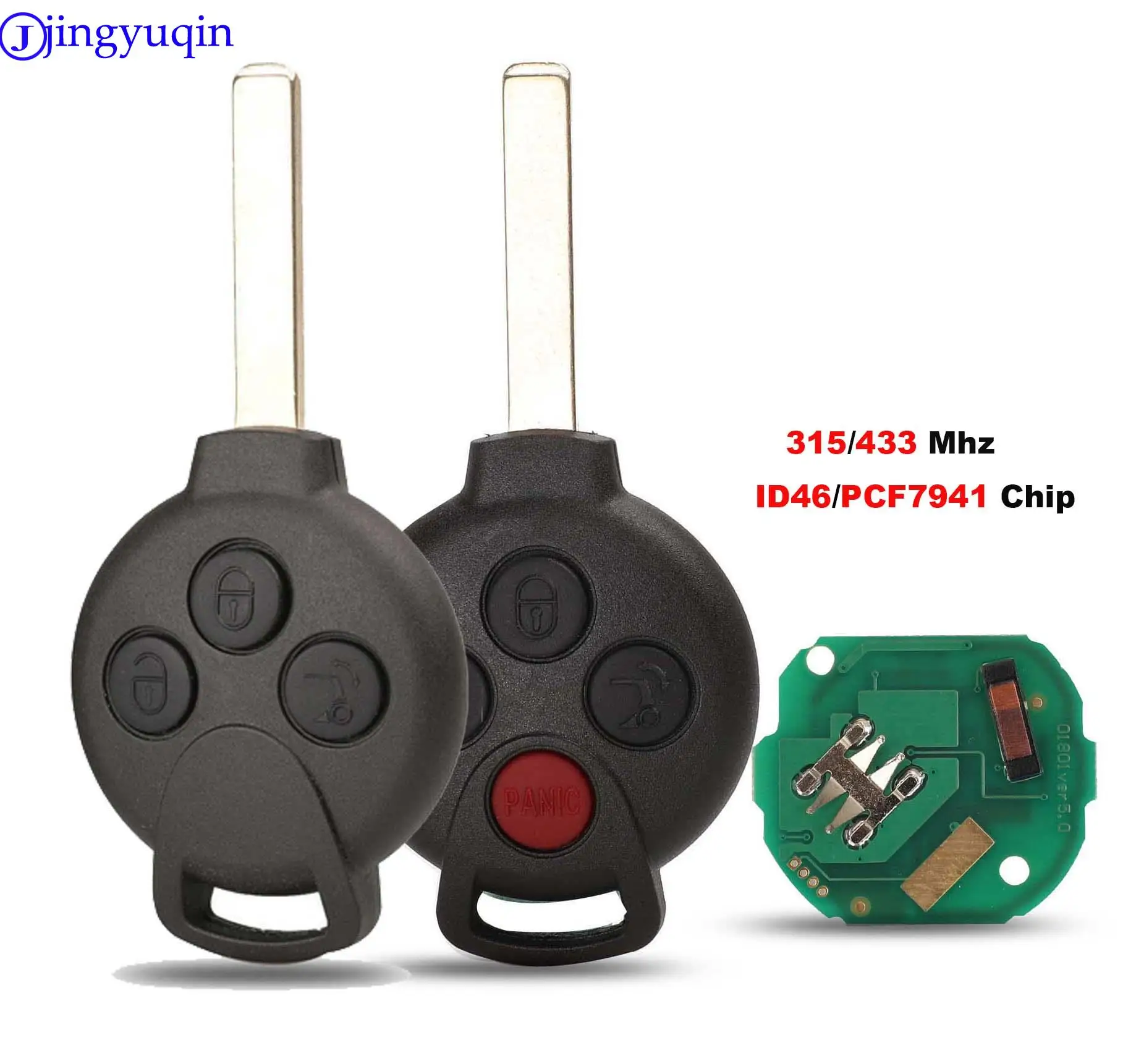 Jingyuqin Remote Key Case Cover Keyless Entry Fob 3/4 Buttons For ...