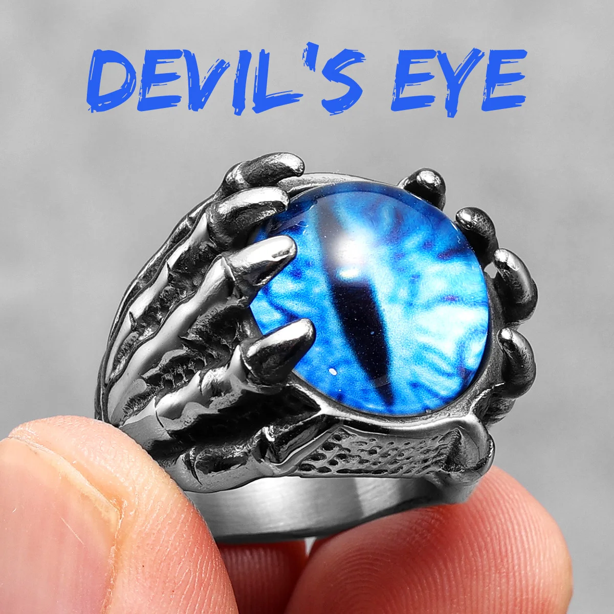 Devil Eye Men Ring 316L Stainless Steel Skull Rings Punk Rock Gothic D ...