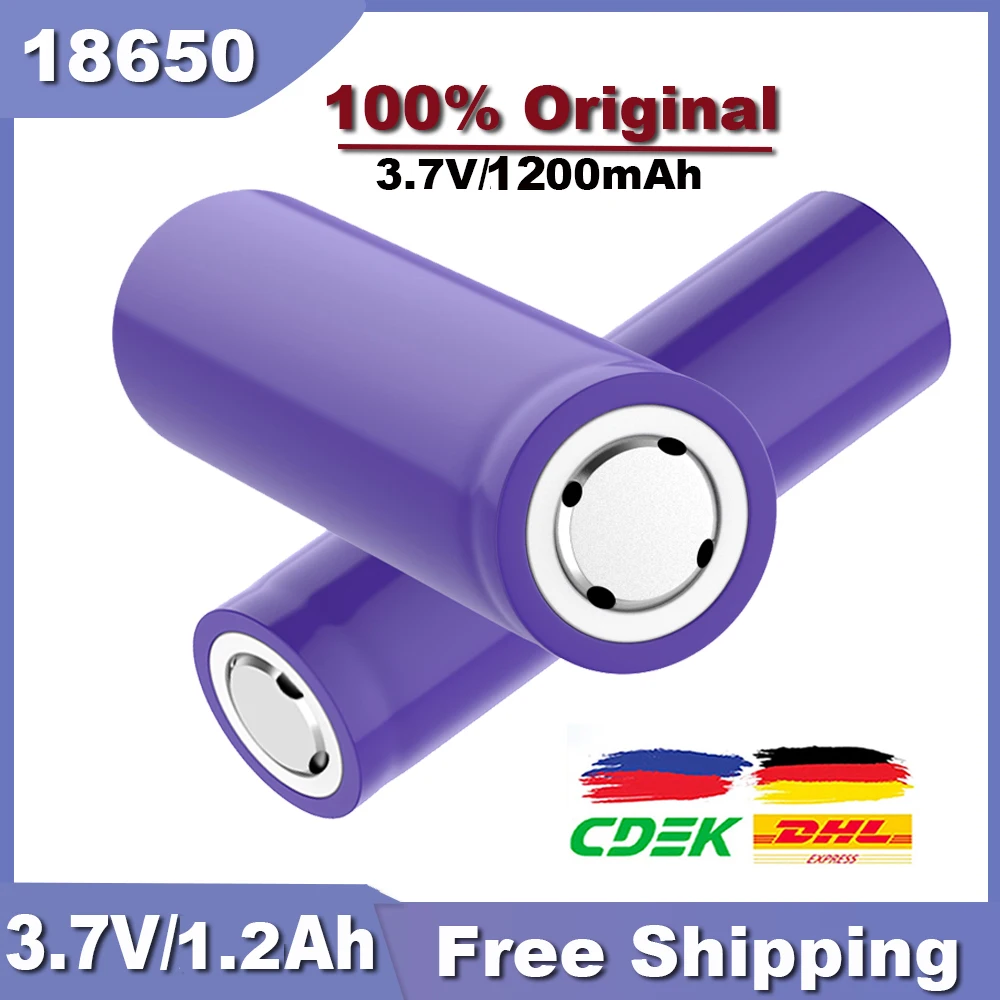 100-Original-18650-Battery-3-7V-1200mAh-Li-ion-Battery-4Pcs-Rechargable ...