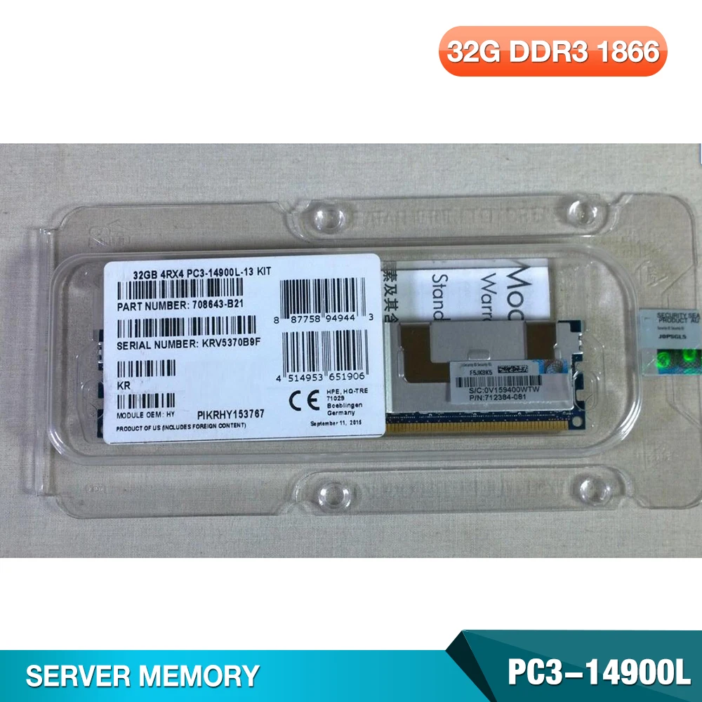 PC3 14900L For HP Server Memory 708643 B21 712384 081 715275 001 32G ...