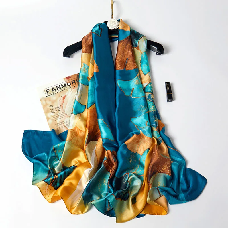 Primavera Cachecol Design de Luxo das Mulheres Cachecol De Seda Suave ...