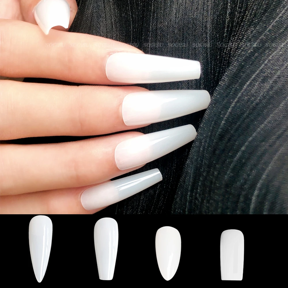Nailpop-Milky-White-Fake-Nail-Tips-Length-Coffin-Medium-Almond-Ultra ...
