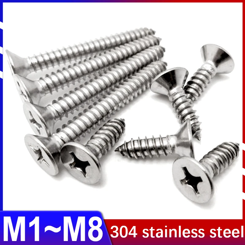 304 Stainless Steel Self-tapping Screws Phillips Countersunk Head ...