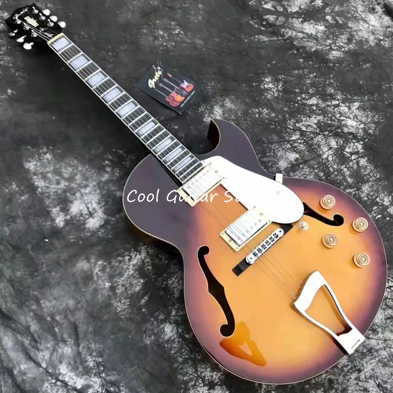 Grote-Jazz-Electric-Guitar-SUNSET-Color-White-Pickguard-Hollow-Body ...