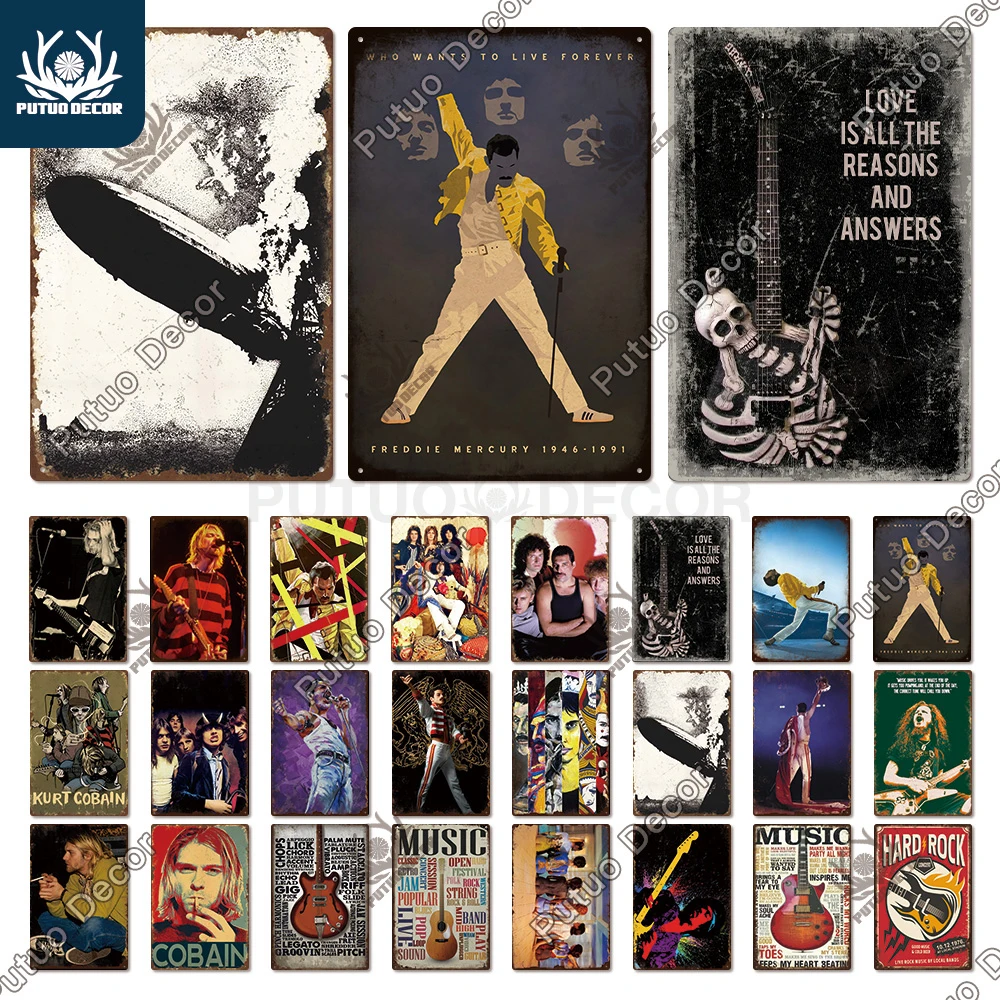 Putuo-Decor-Rock-Band-Tin-Signs-Vintage-Plaque-Metal-Retro-Posters-for ...