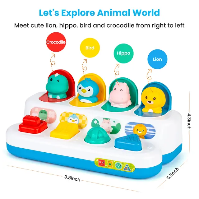 Interactive Pop Up Animals Toy Peekaboo Switch Box Button Box Treasure ...