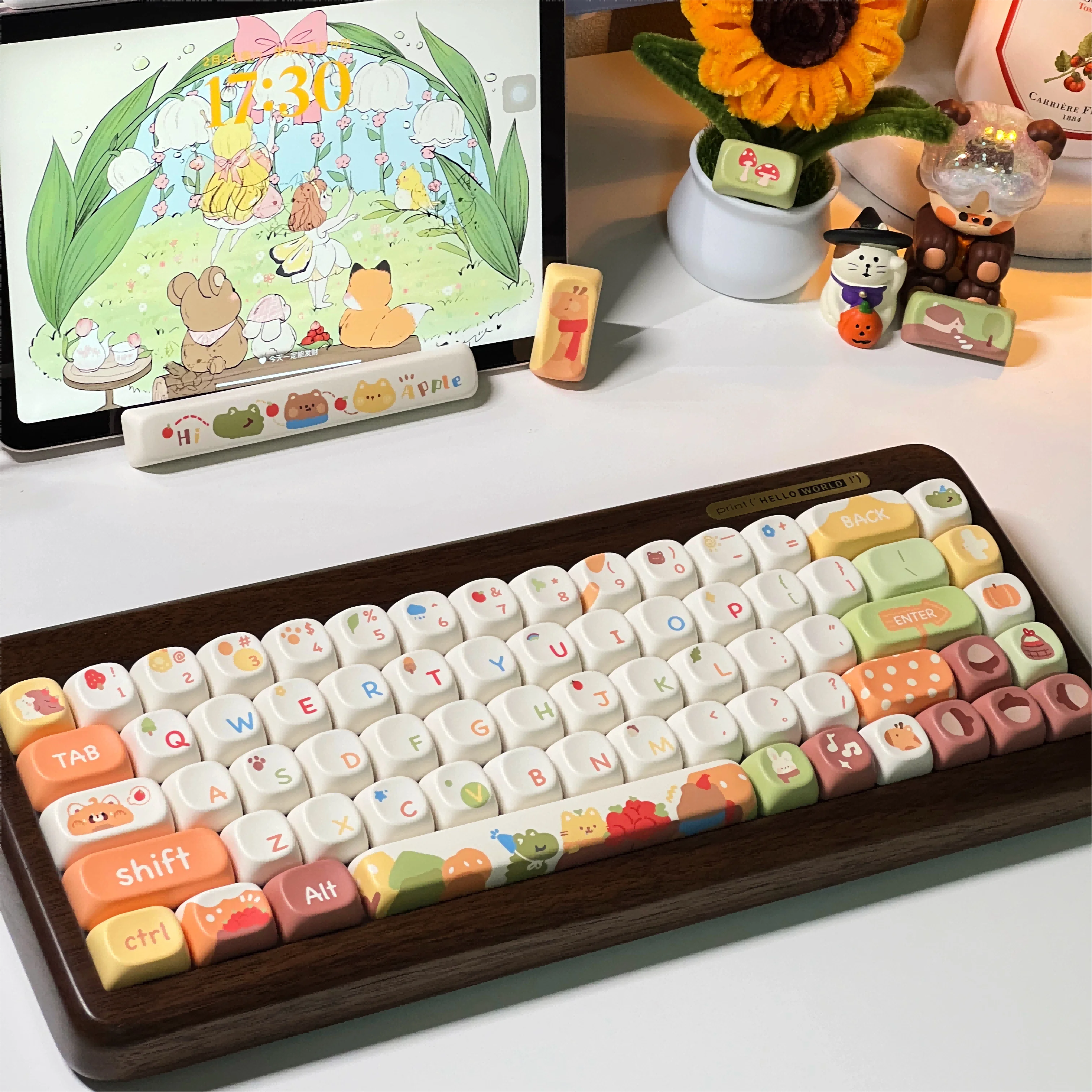 Fairy-Forest-Keycaps-Cute-Animals-136-Keys-XOA-Profile-PBT-Key-Cap-For ...