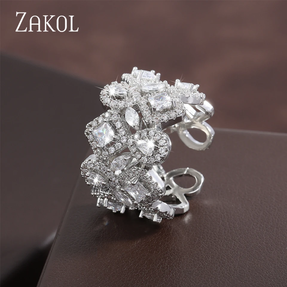 ZAKOL-Luxury-Gold-Color-Square-Double-Layer-Wedding-Rings-for-Women ...