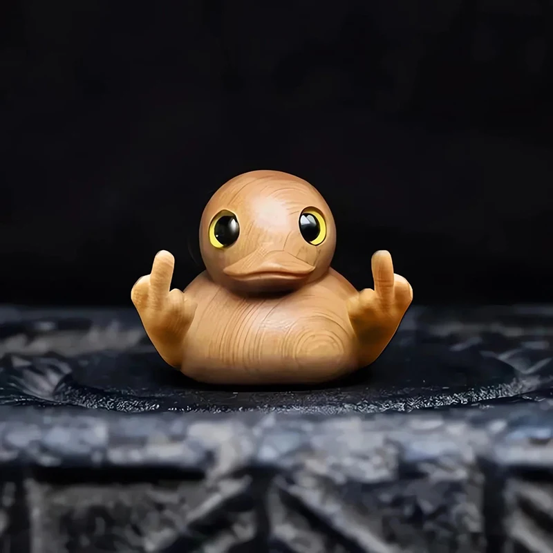 Pato-de-dedo-medio-divertido-hecho-a-mano-estatua-de-madera-Mini ...