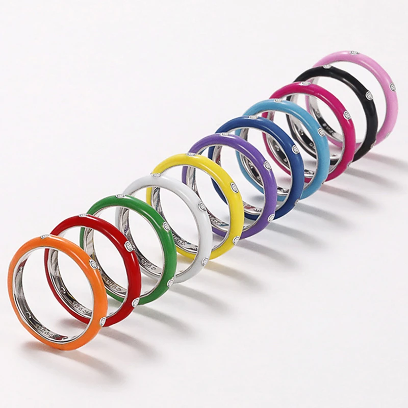 Rings Women Rainbow Color | Ring Rainbow Stone | Female Ring Enamel ...