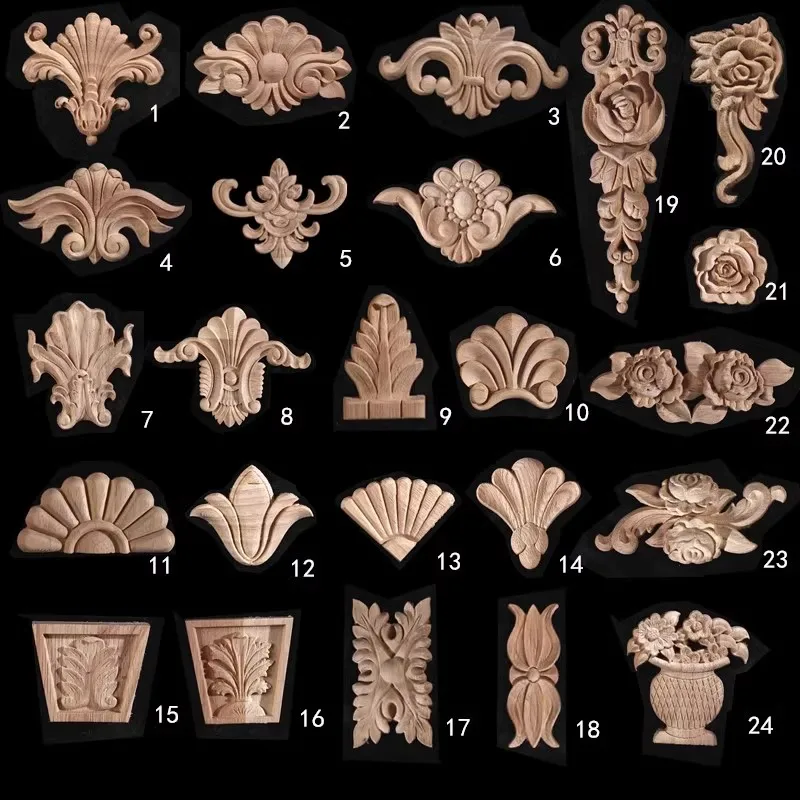 Unpainted Wood Appliques Onlays Decorative Applique Wood Carved ...