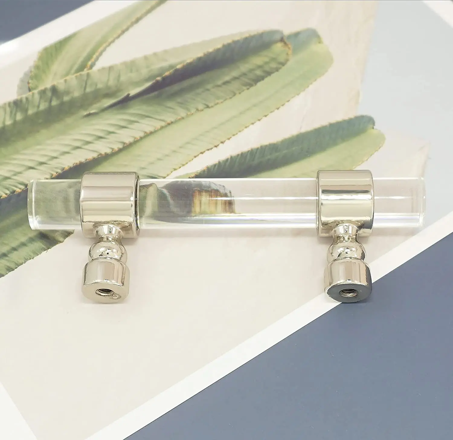 Transparent-Acrylic-Knobs-and-Handles-for-Drawers-Bright-Silver-Kitchen ...