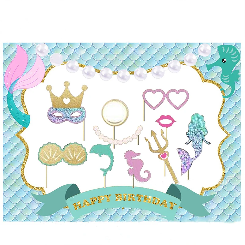 Little-Mermaid-Theme-Paper-Photo-Frame-Under-The-Sea-Happy-Birthday ...