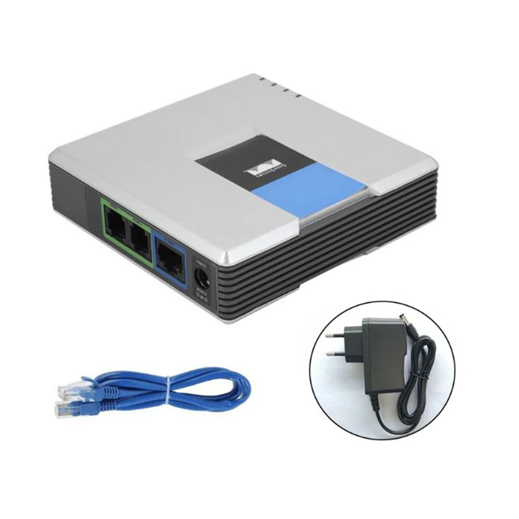 VoIP-Gateway-Internet-Phone-2-Ports-Adapter-SIP-RJ45-Cable-For-Linksys ...