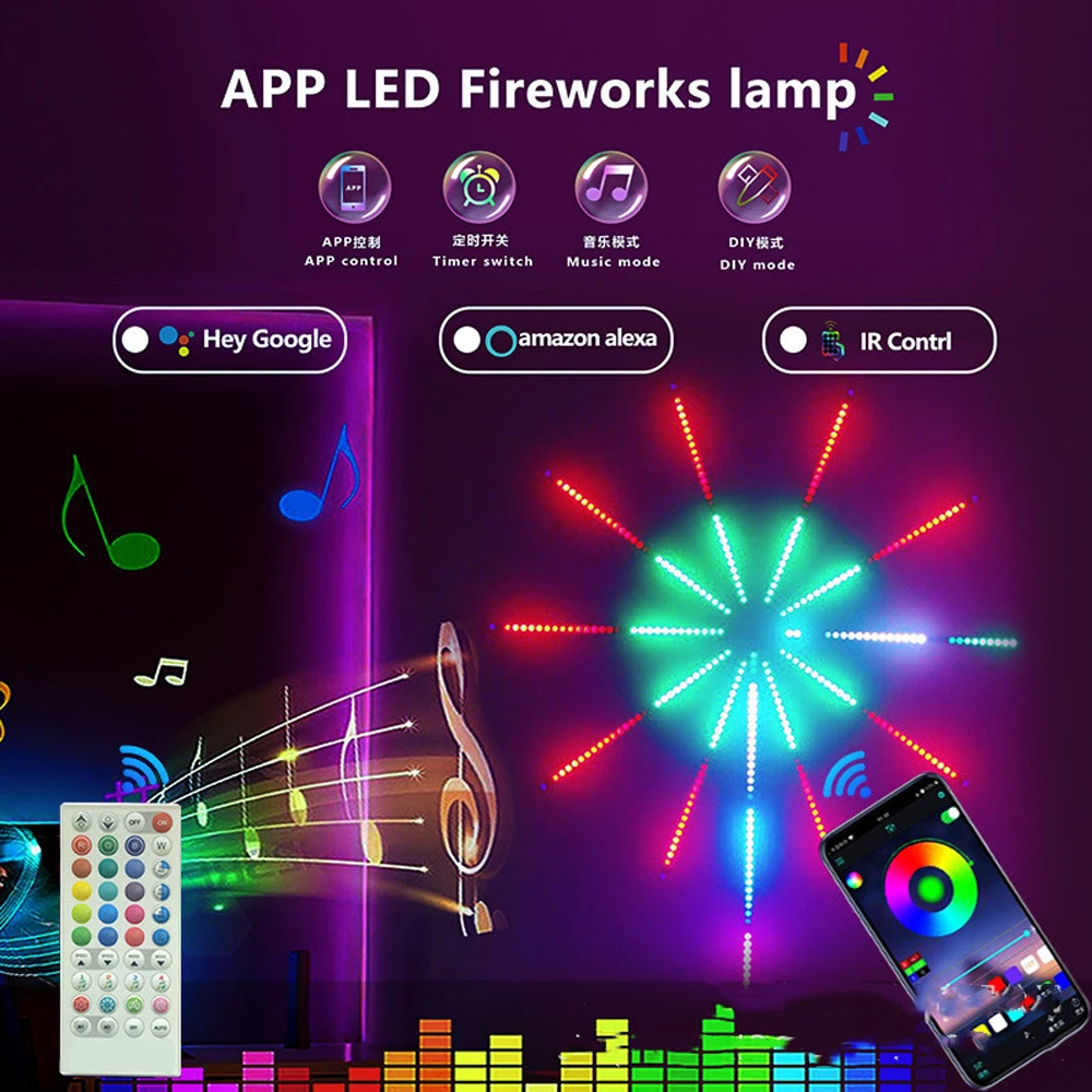 Firework-RGB-Lights-LED-Strip-Music-Sound-Sync-Color-Changing-Remote ...