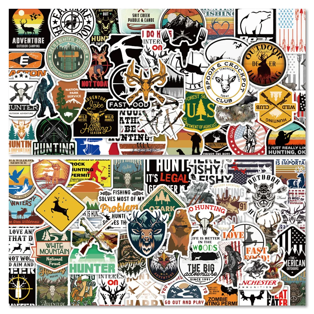 50/100Pcs Hunting Outdoor Stickers for Snowboard Laptop Luggage Car ...